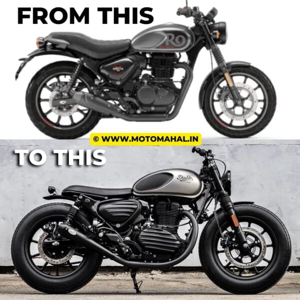 Modified Royal Enfield Hunter 350 into a Brat Motorcycle